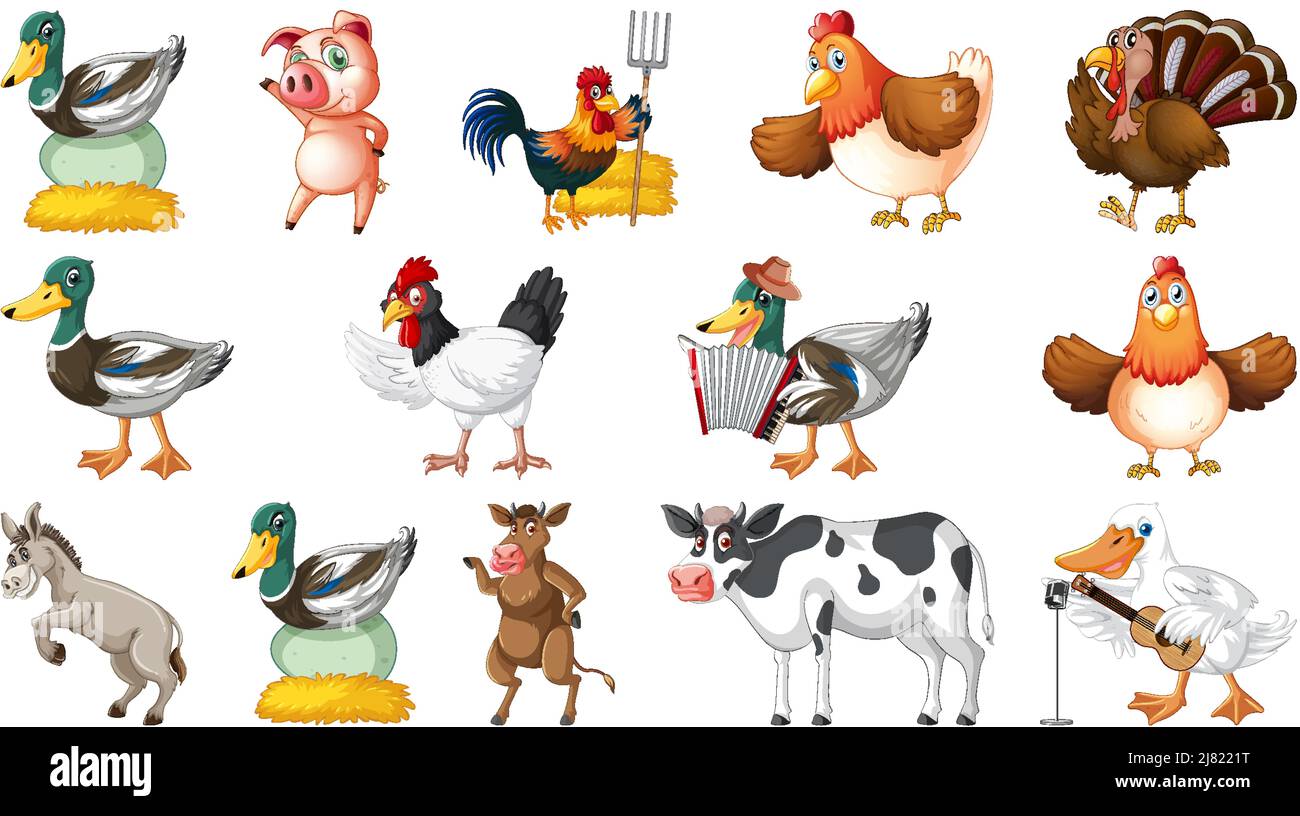 Farm animals on white background illustration Stock Vector Image & Art ...