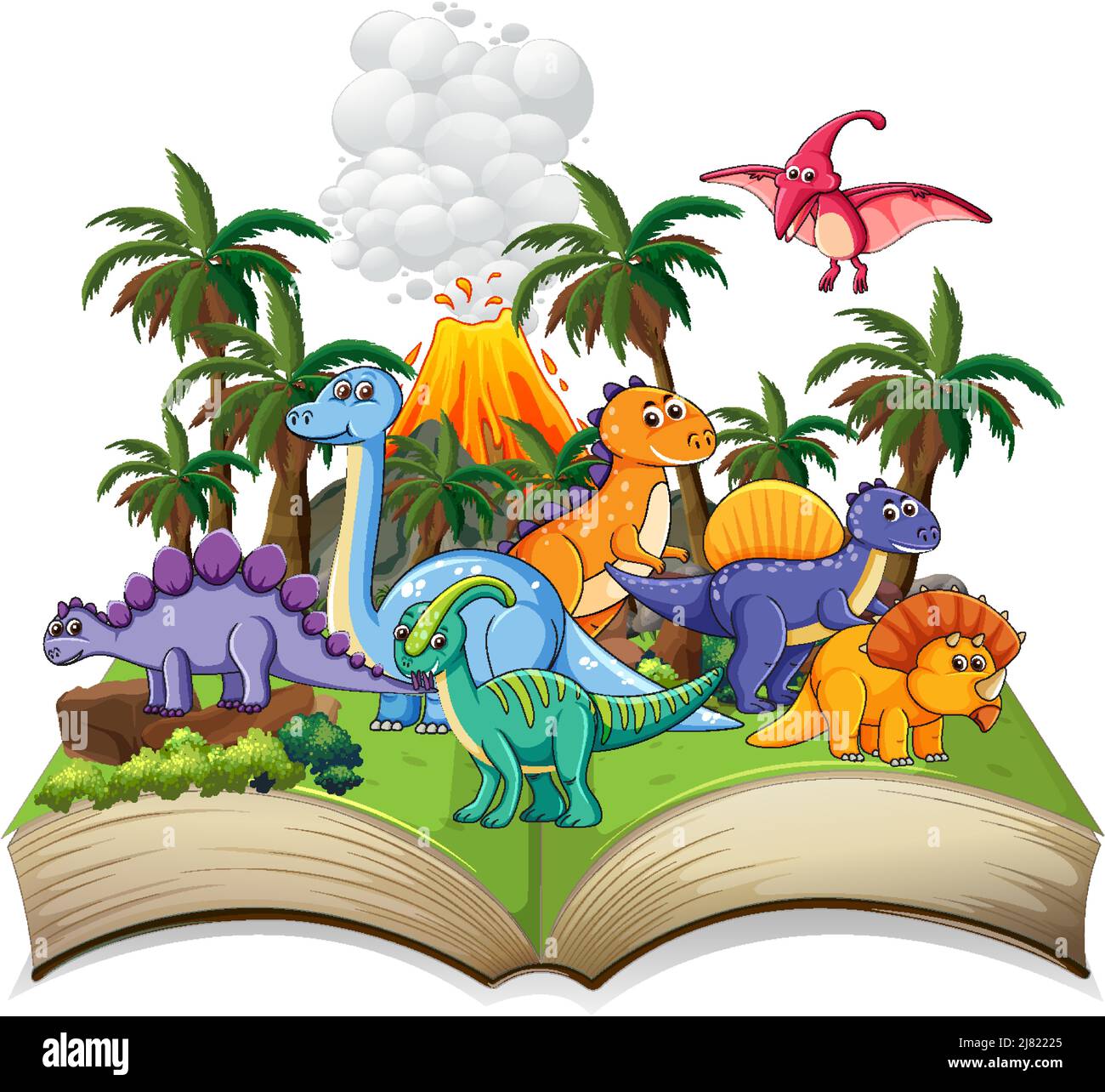 Book of dinosaur in the forest illustration Stock Vector Image & Art ...