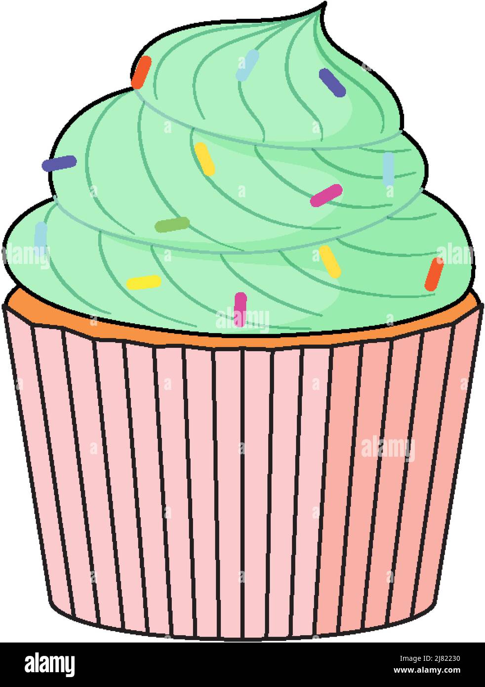 Cupcake with green cream illustration Stock Vector Image & Art - Alamy