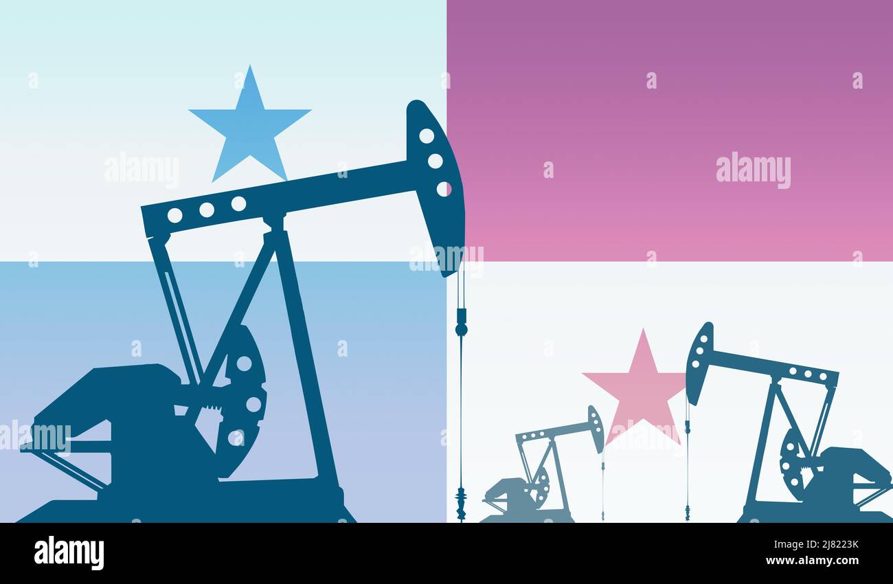 silhouette of the oil pump against flag of Panama. Extraction grade ...