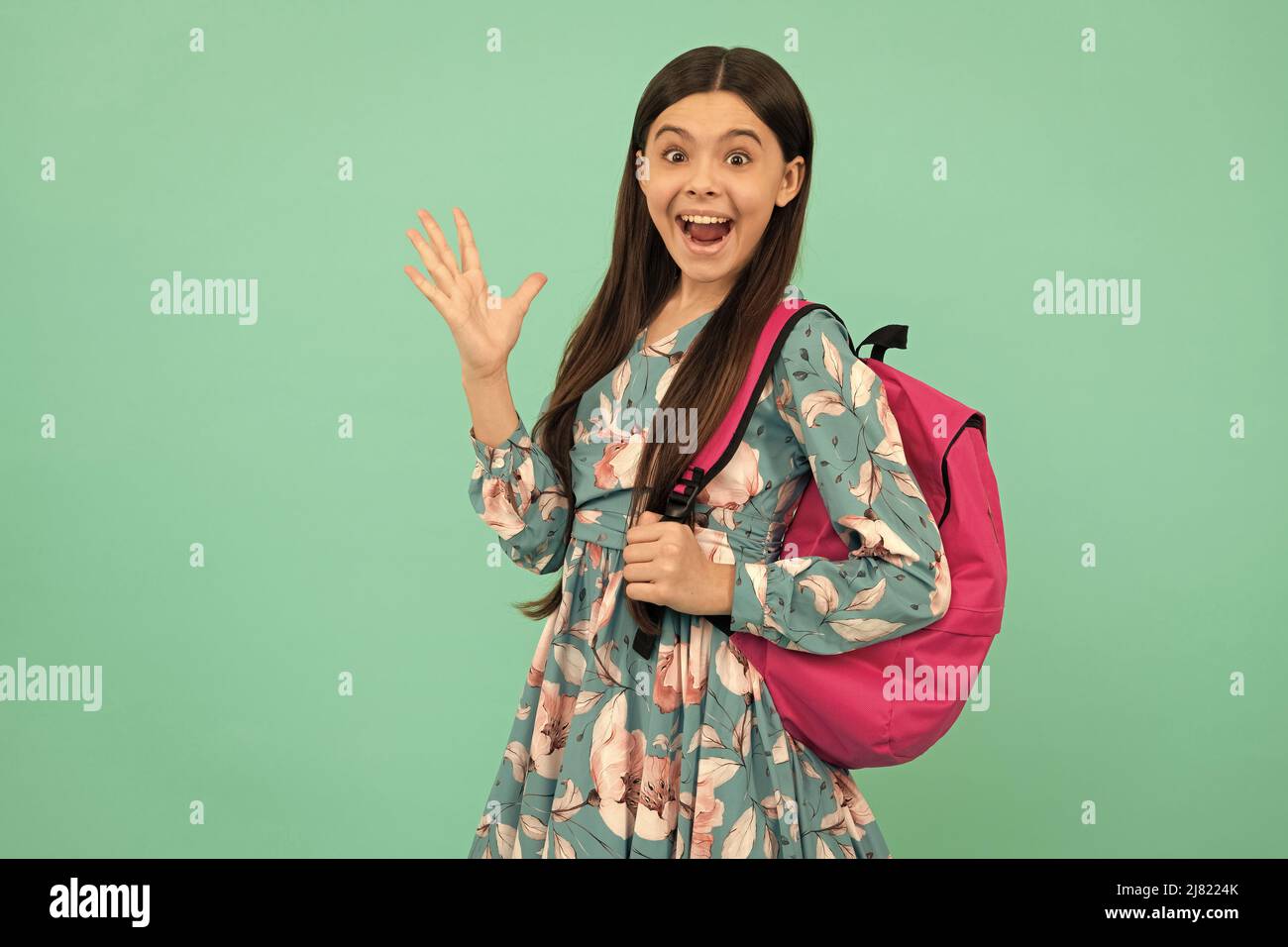 amazed kid carry backpack going to school, school Stock Photo - Alamy