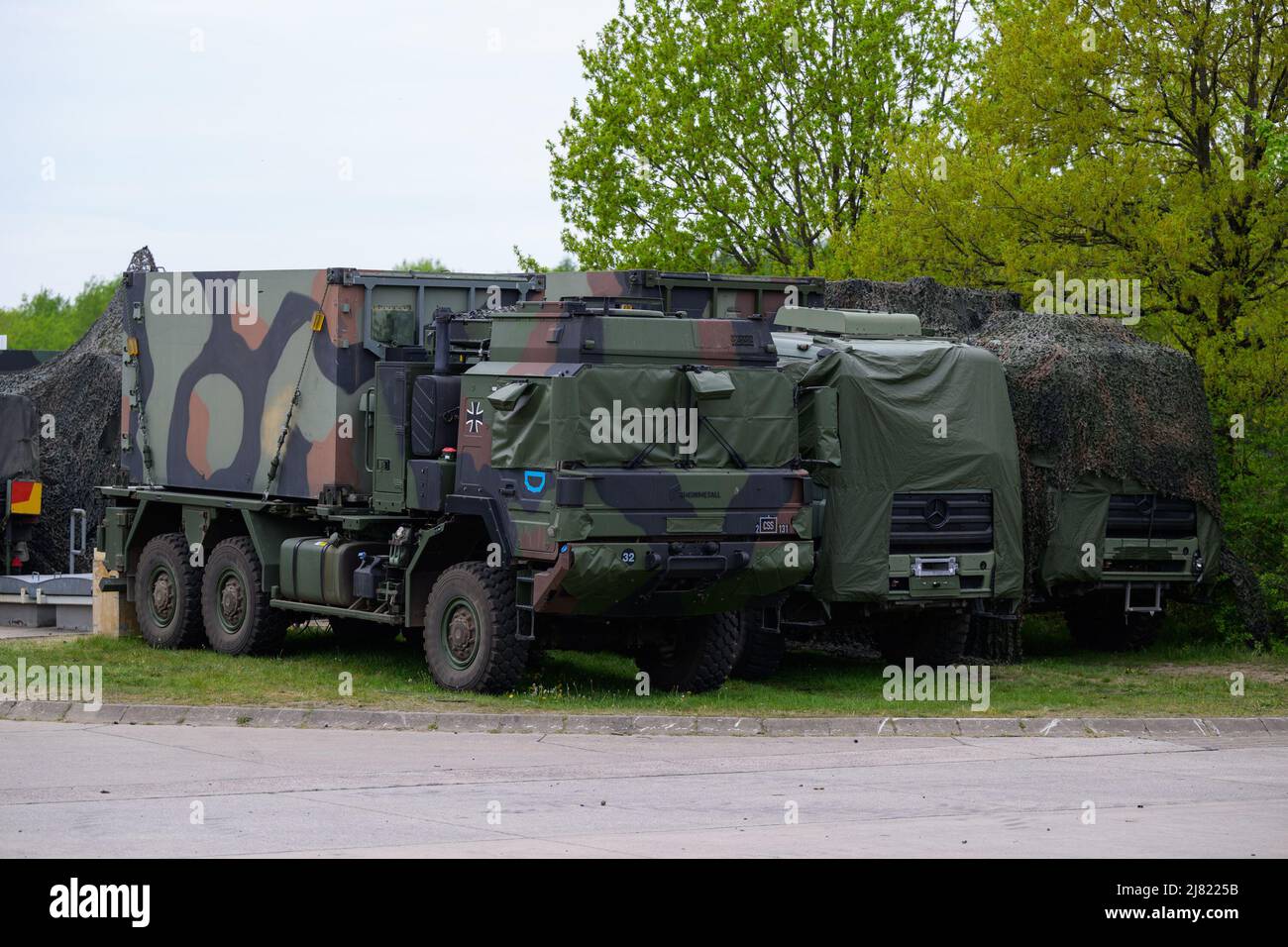 Bergen, Germany. 10th May, 2022. Agricultural vehicles of the German ...