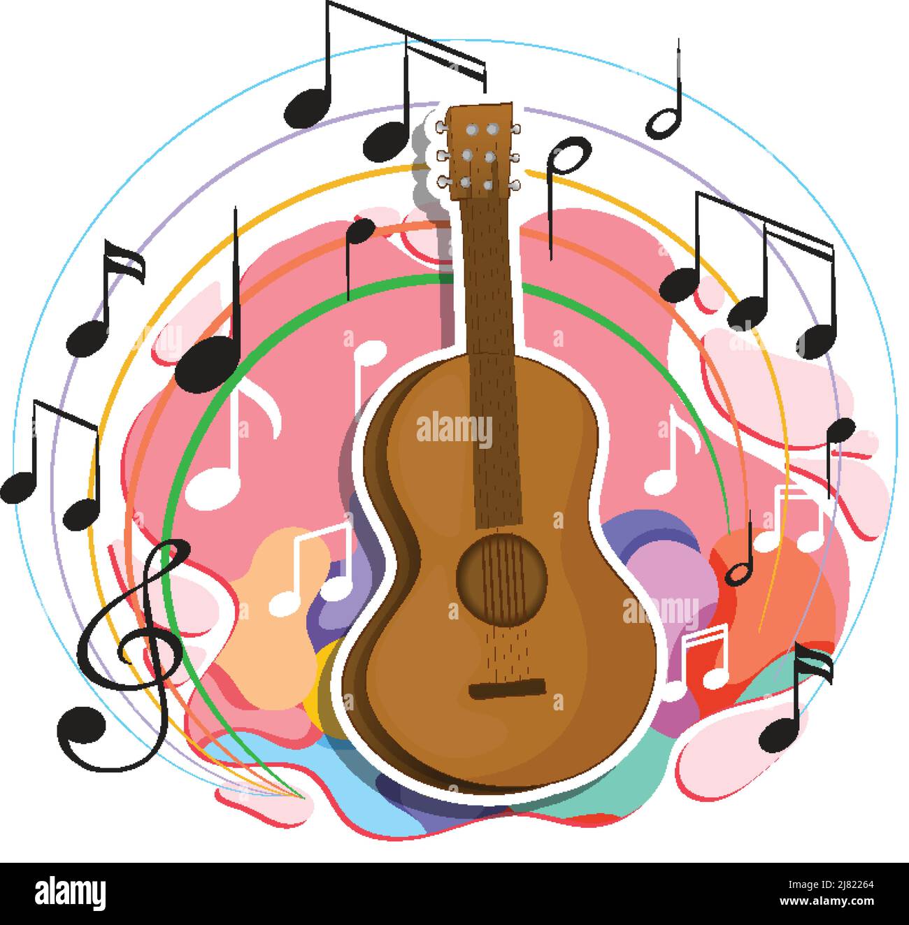 Guitar with music melody symbols illustration Stock Vector Image & Art ...