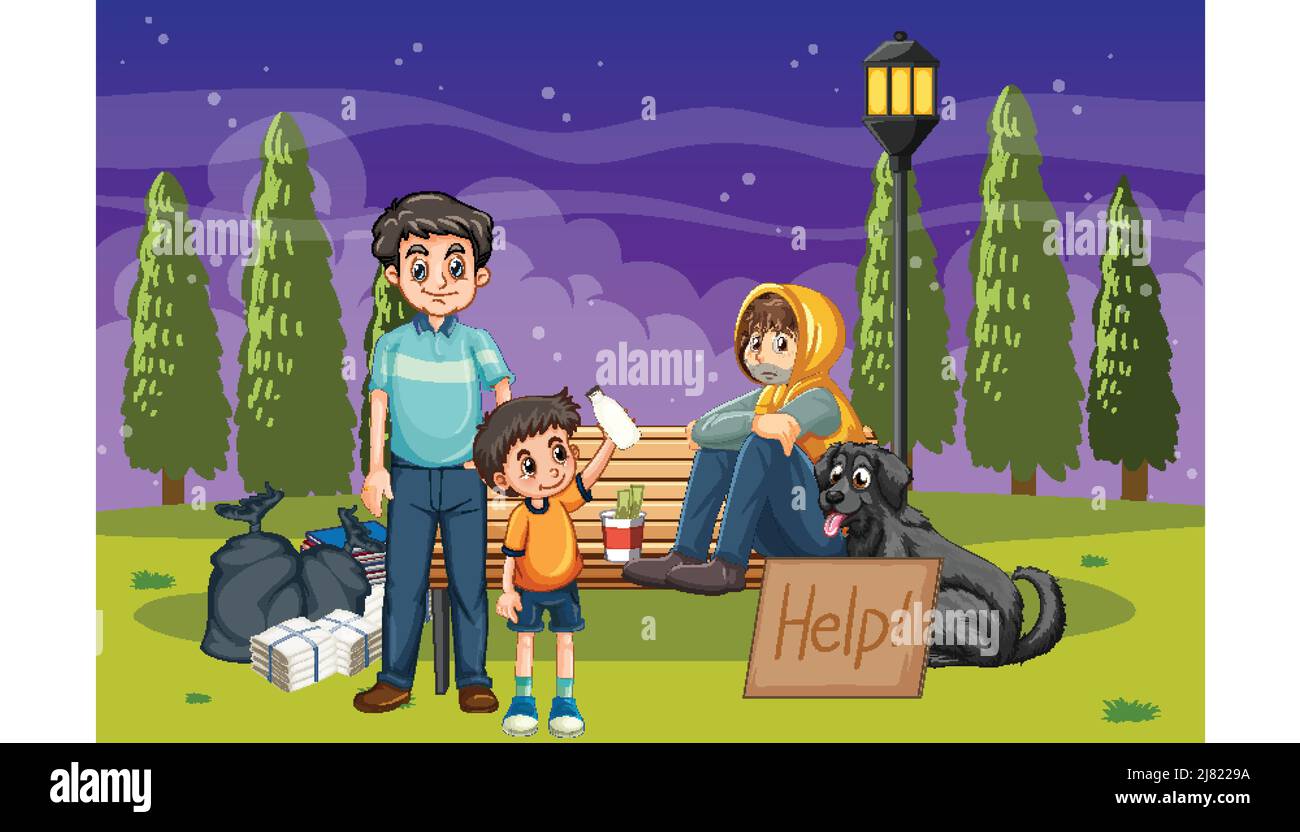 Homeless people in the city illustration Stock Vector Image & Art - Alamy