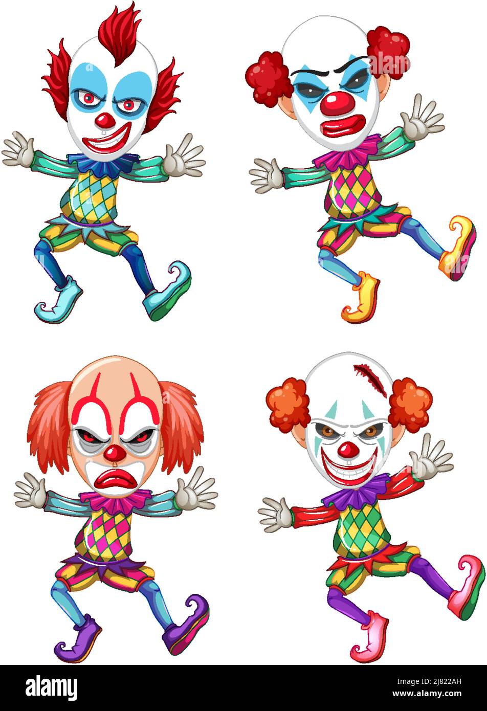 Set of clown cartoon character illustration Stock Vector Image & Art ...