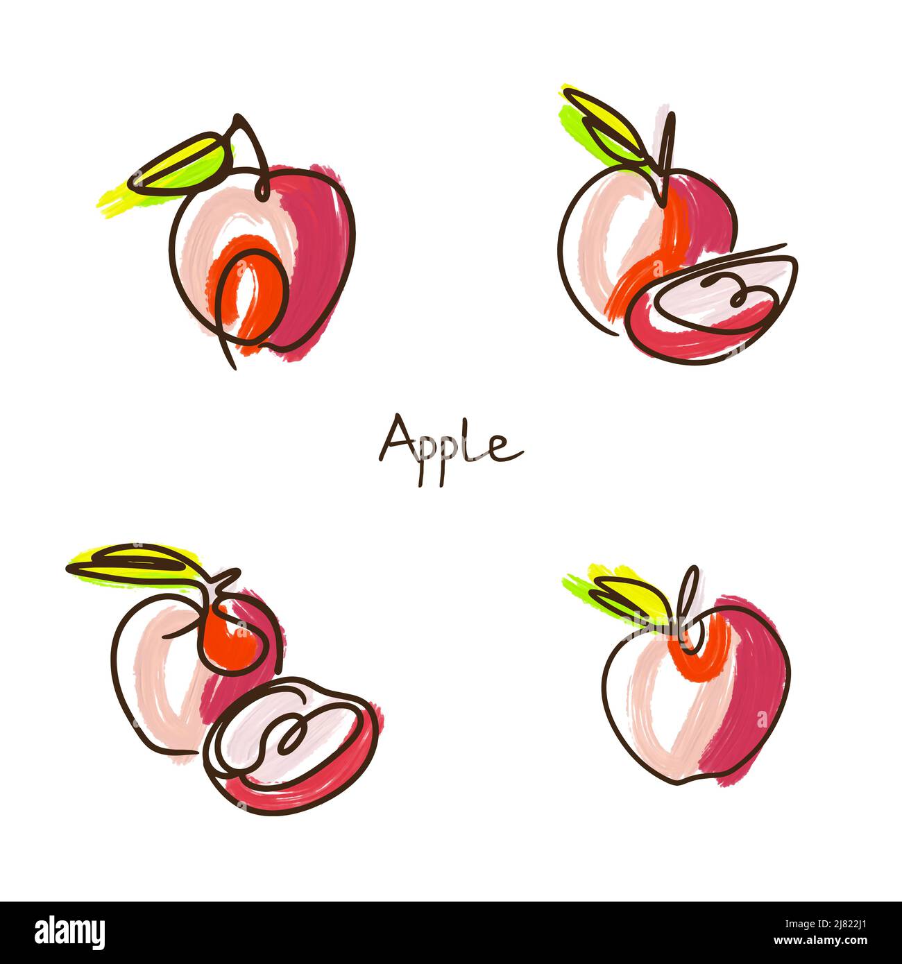 Collection of bunch of apple in doodle style Stock Vector Image & Art ...