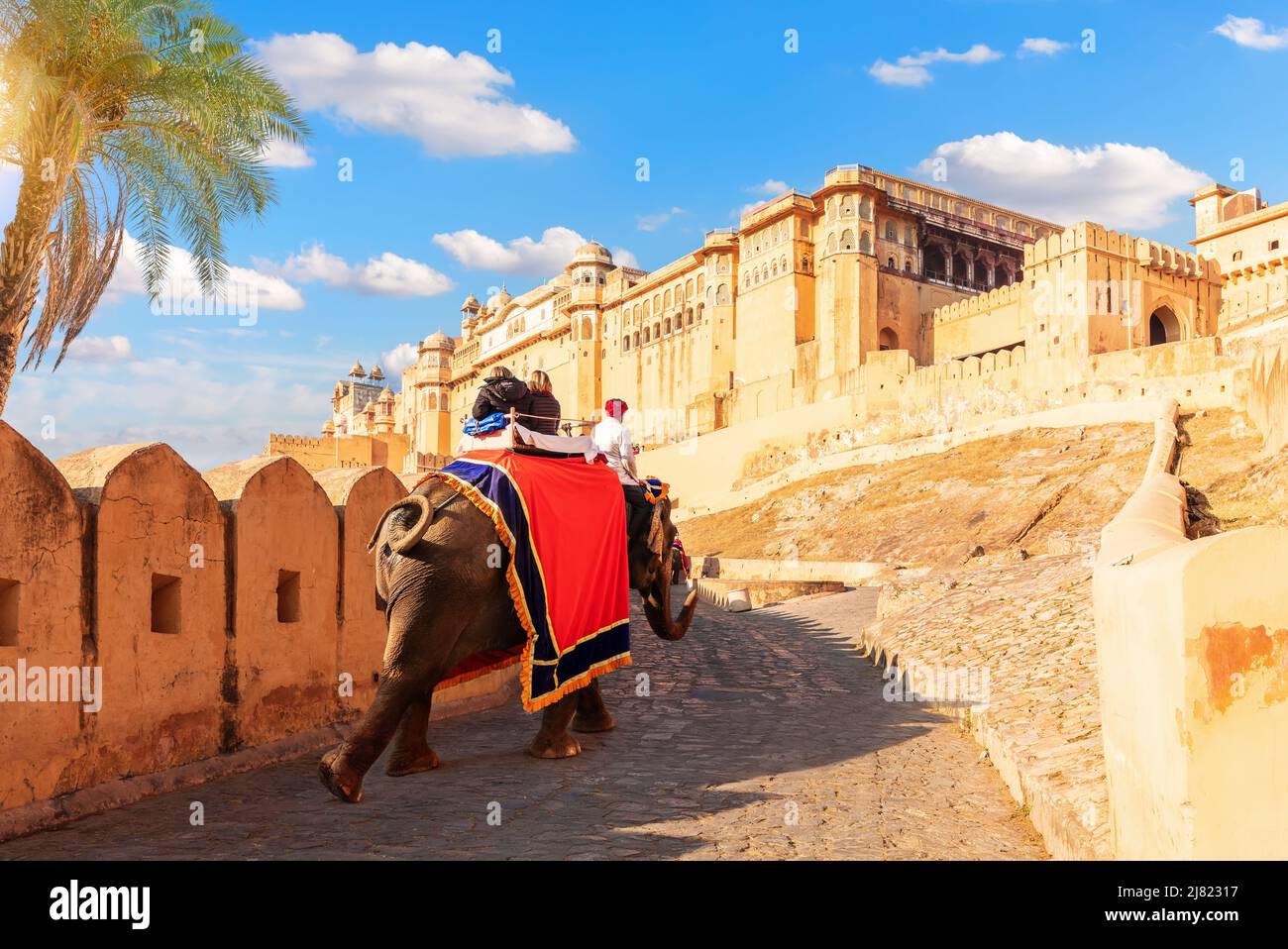 Riding an elephant in Amber Fort, Jaipur, India Stock Photo - Alamy