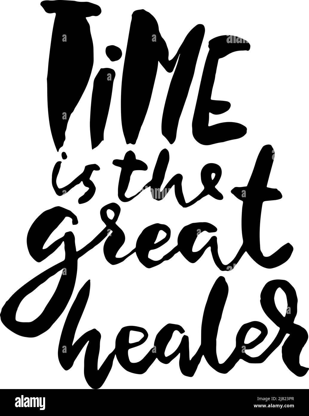 Hand drawn modern dry brush lettering. Typography design template. Time ...