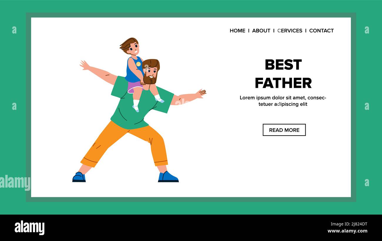 Best Father Man Playing With Son In Park Vector Stock Vector Image ...