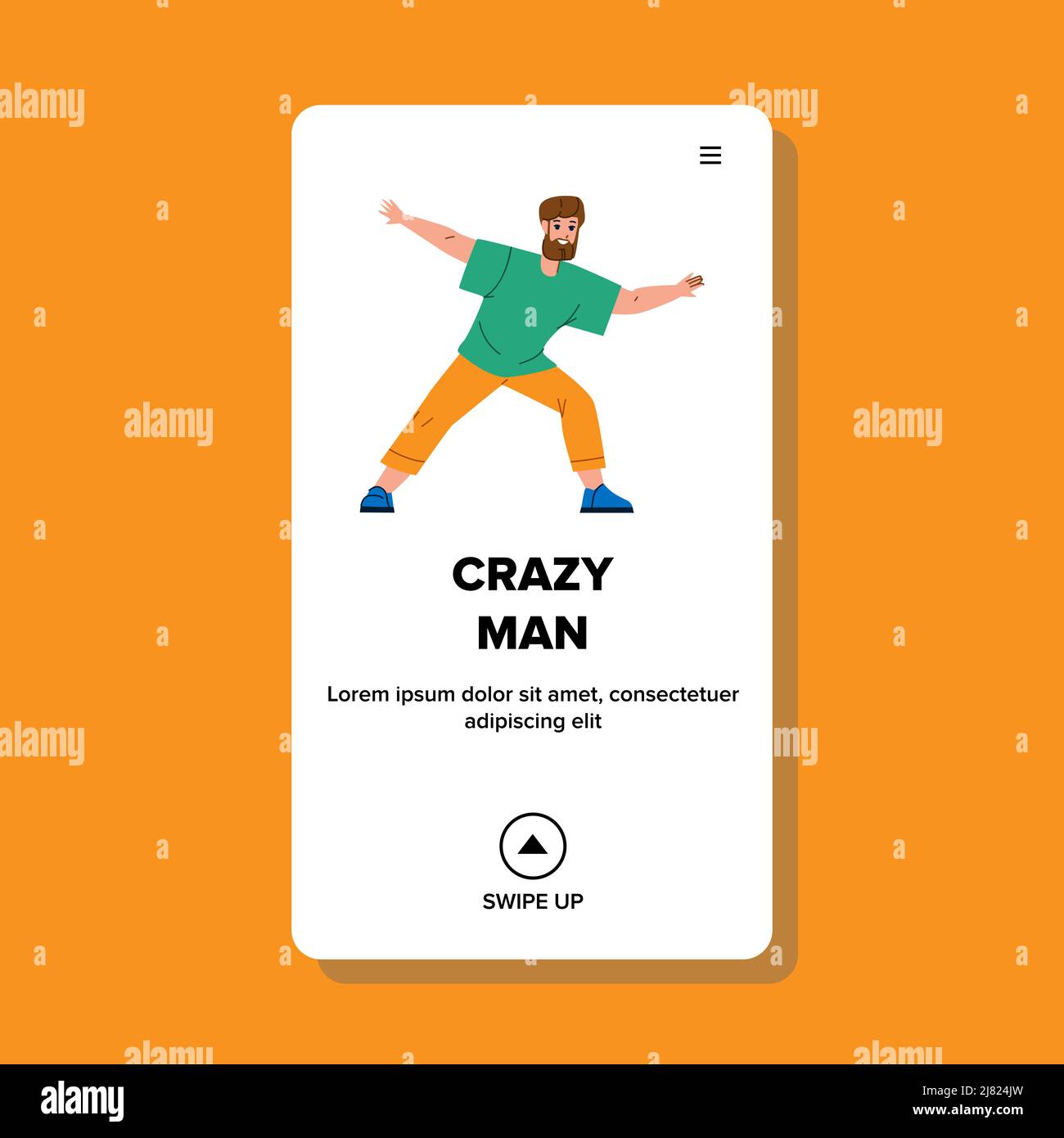 Crazy Man Funny Dancing Expressive Dance Vector Stock Vector Image ...
