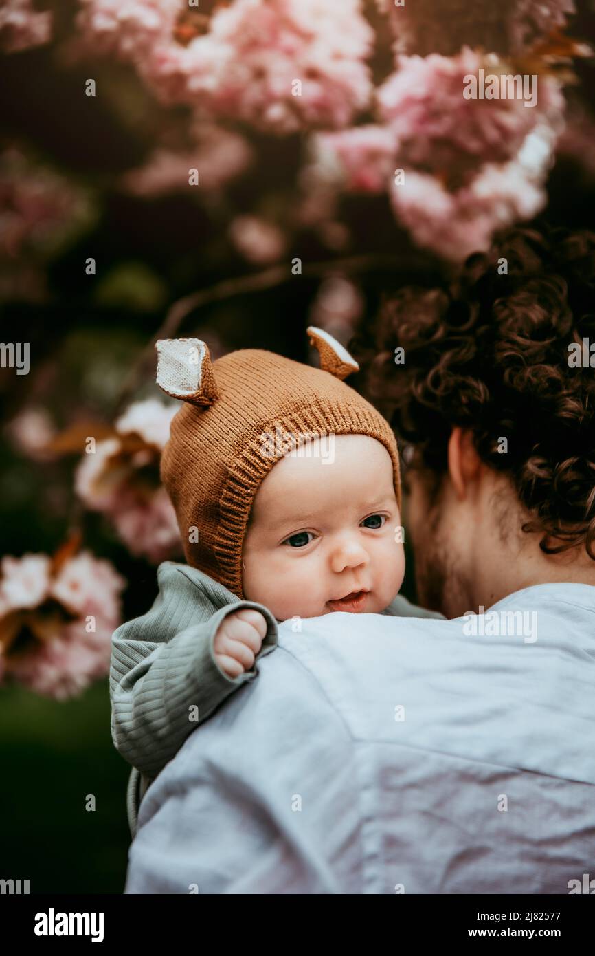 Family blossom photography father and son Stock Photo - Alamy