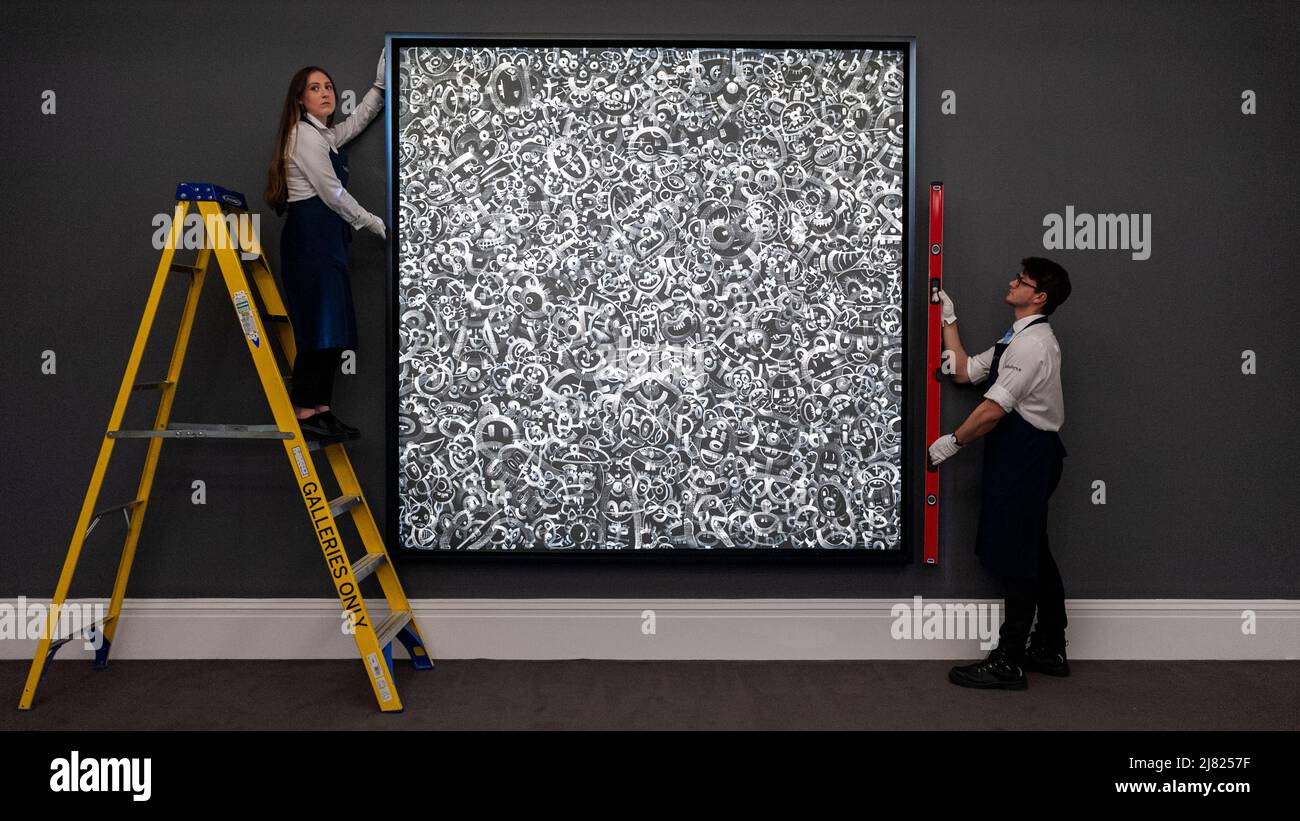 London, UK. 12 May 2022. Technicians pose with "Sharon" by Robbie ...