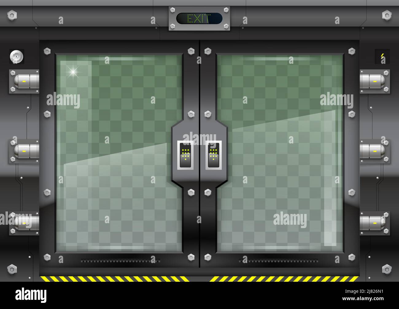 Futuristic metal armoured with sliding glass gate Stock Vector Image ...