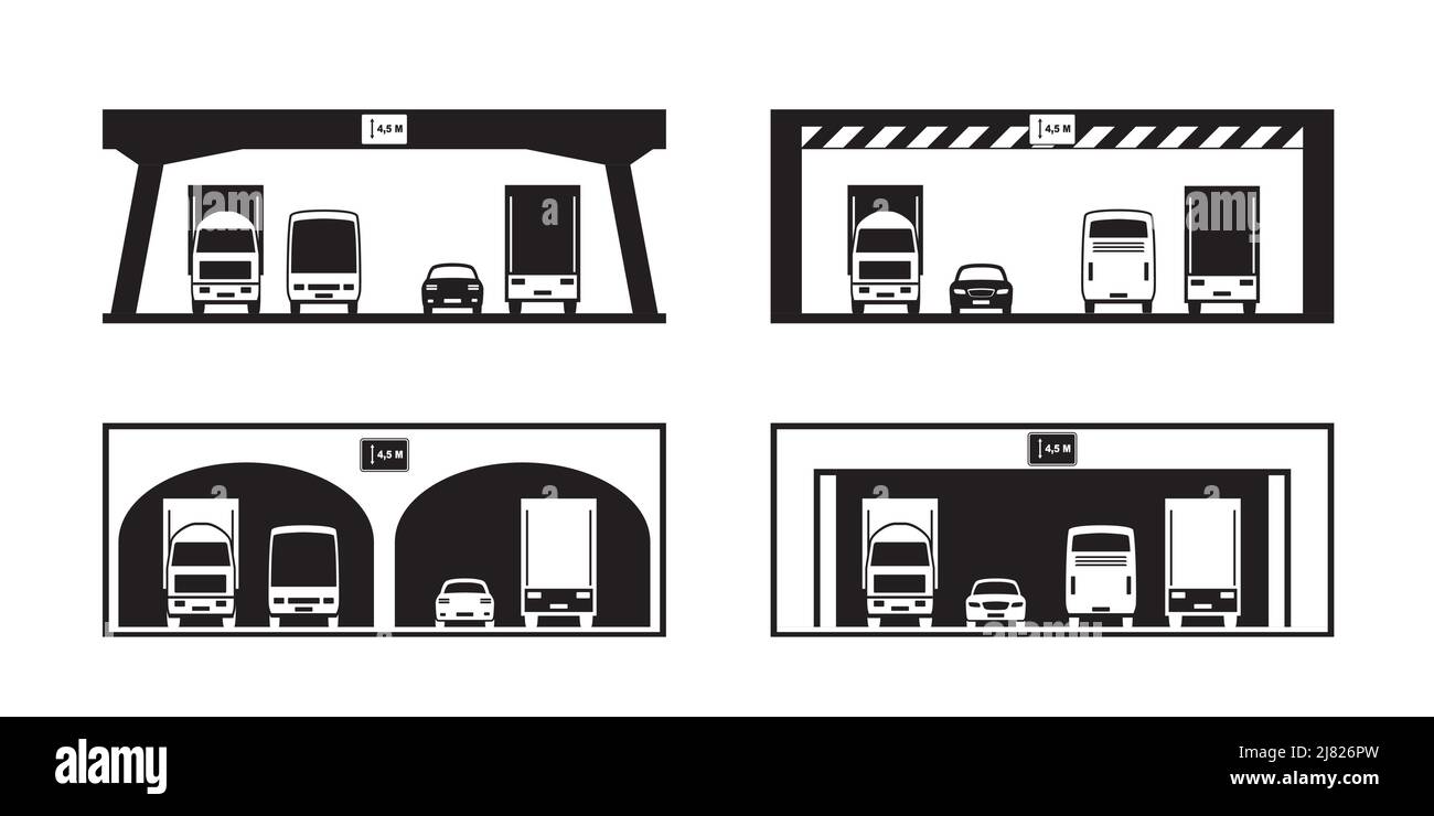Sign indicating underpass clearance height on road – vector ...