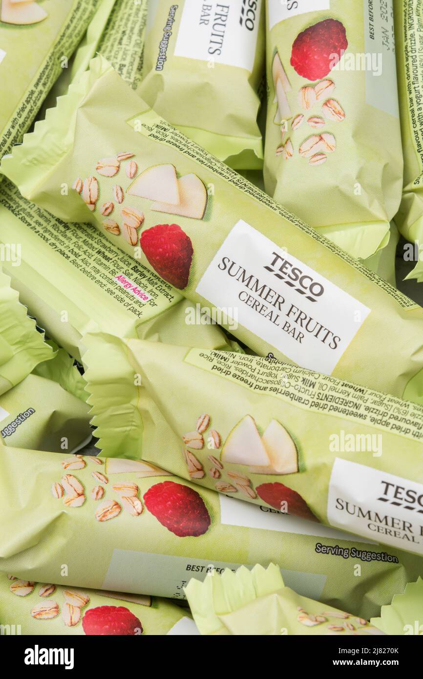 Shot of thin film plastic packaging of Tesco own-label Summer Fruits ...