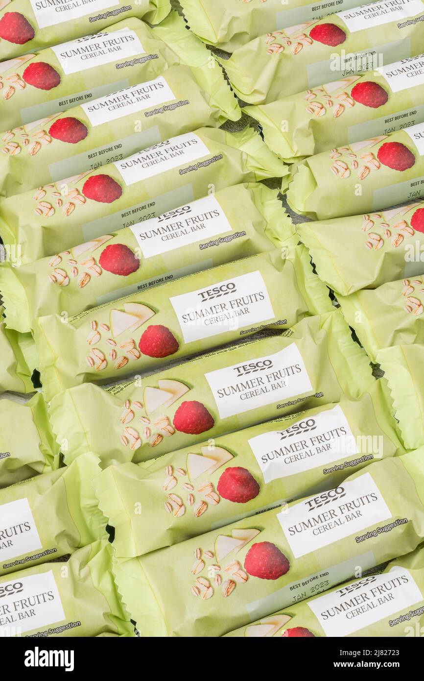 Shot of thin film plastic packaging of Tesco own-label Summer Fruits ...