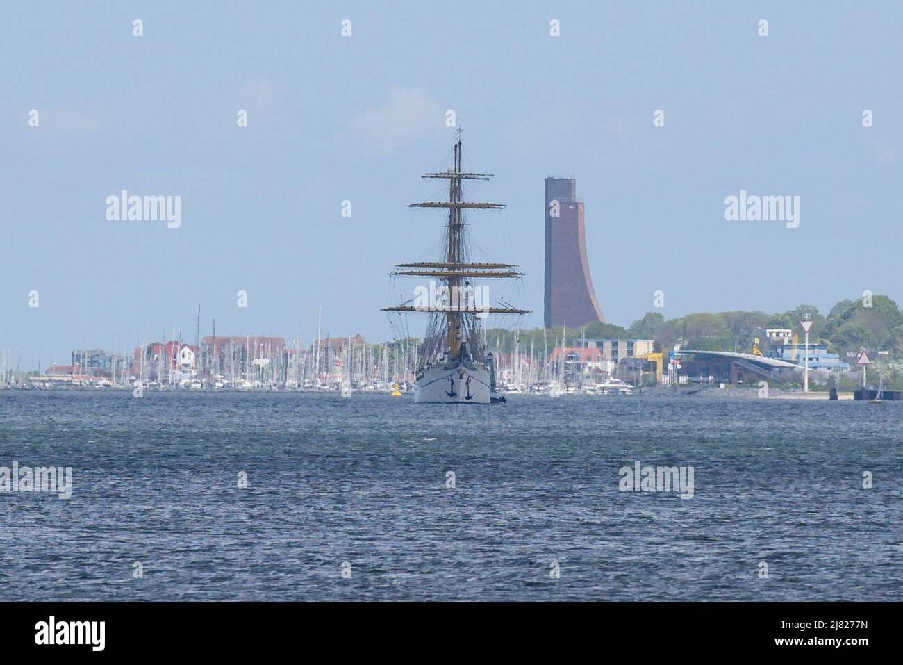Kiel, Germany. 12th May, 2022. The sail training ship "Gorch Fock" lies ...