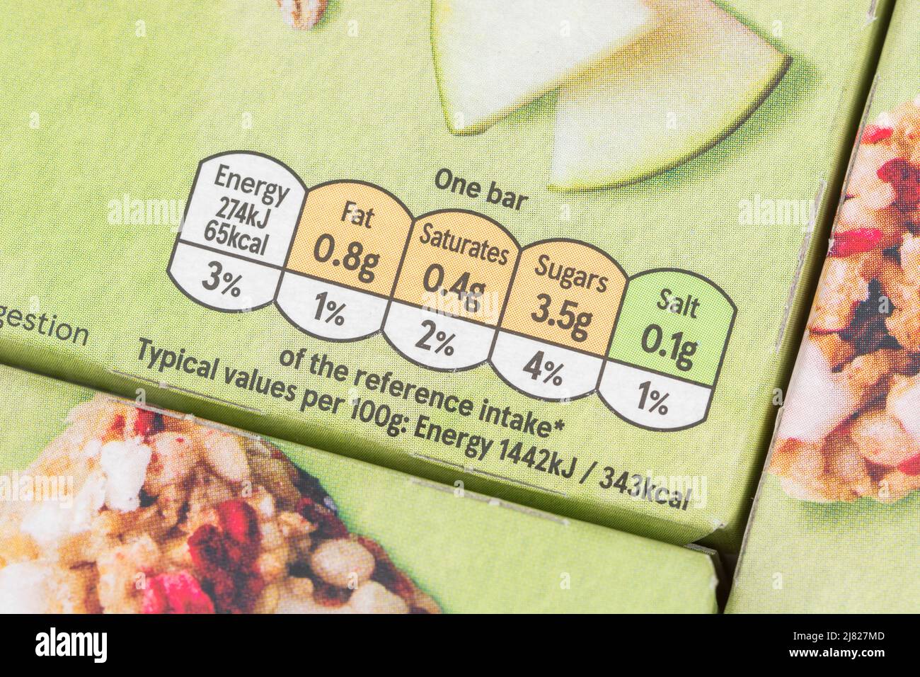 Close-up paperboard / cardboard packaging of Tesco own-label cereal ...
