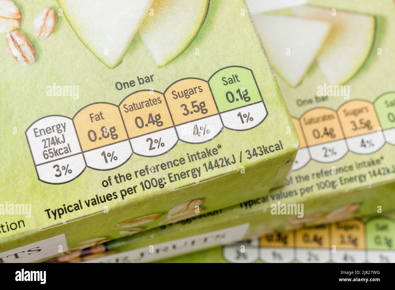 Close-up paperboard / cardboard packaging of Tesco own-label cereal ...