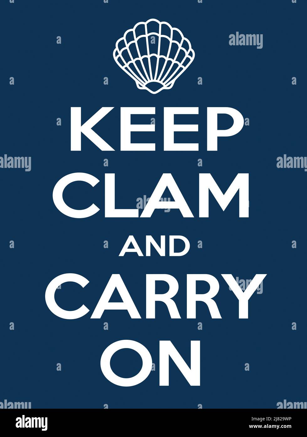 The caption 'Keep Clam and Carry On' with a clam motif replacing the ...
