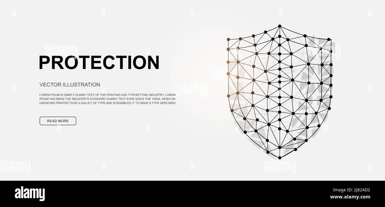 Shield 3d low poly symbol for landing page template. Antivirus design illustration. Polygonal ...