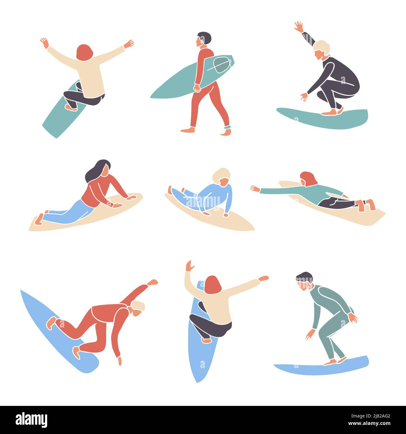 Surfers in silhouette Stock Vector Images - Alamy