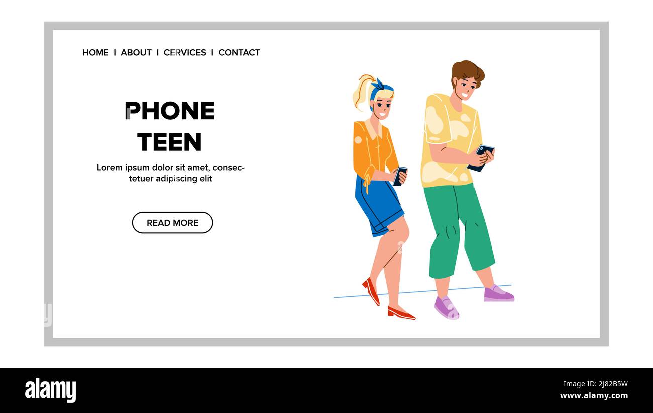 Mobile Phone Teens Using For Communication Vector Stock Vector Image ...