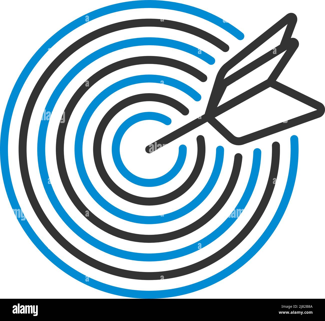 Icon Of Target With Dart. Editable Bold Outline With Color Fill Design ...