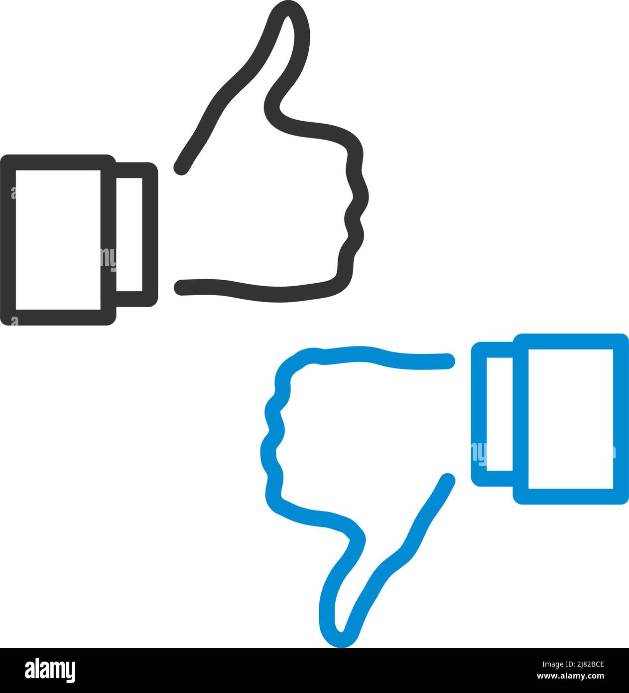Icon Of Like And Dislike. Editable Bold Outline With Color Fill Design ...