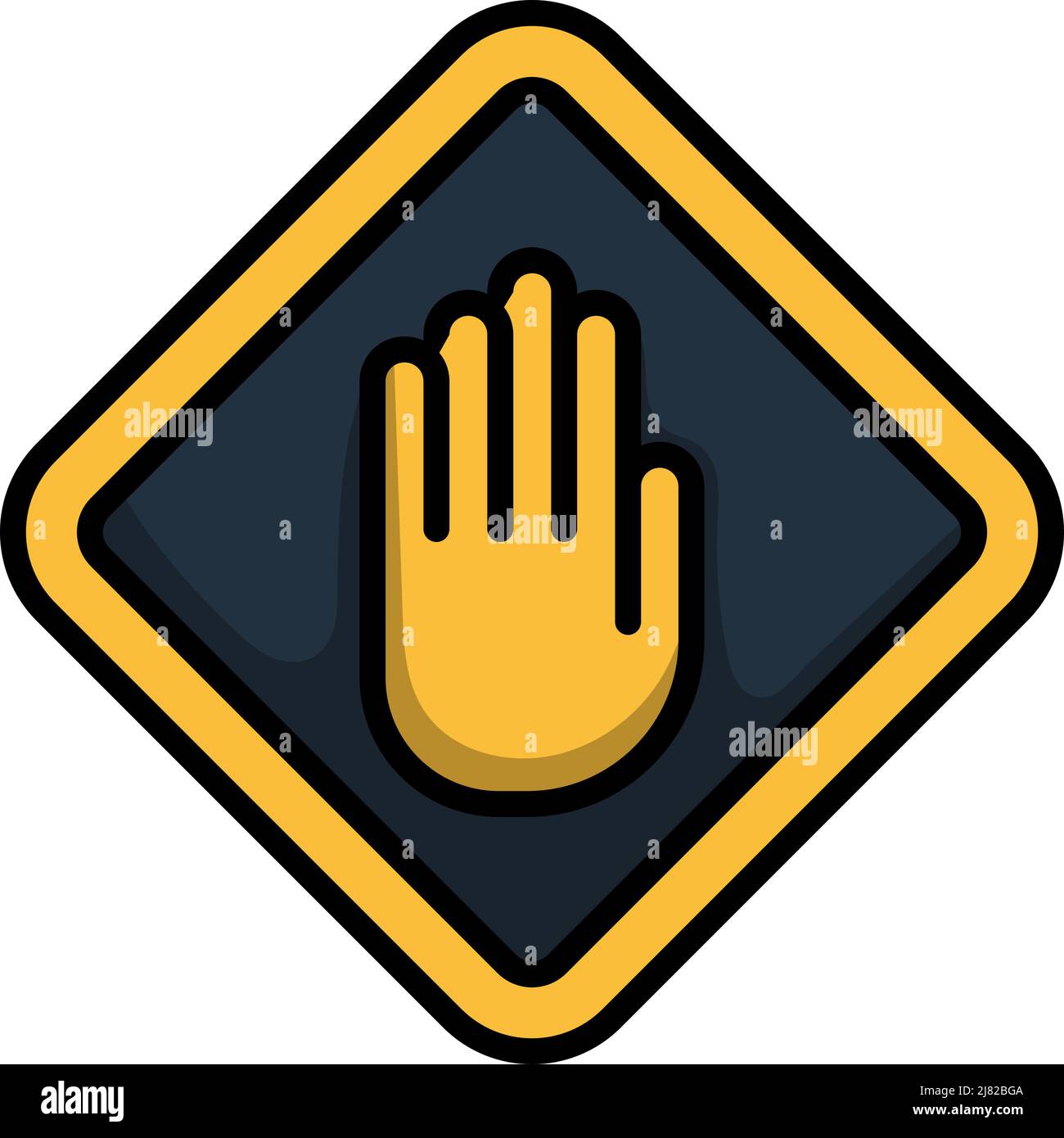 Icon Of Warning Hand. Editable Bold Outline With Color Fill Design ...