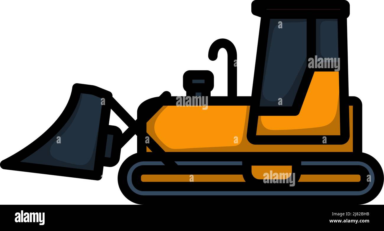 Icon Of Construction Bulldozer. Editable Bold Outline With Color Fill ...