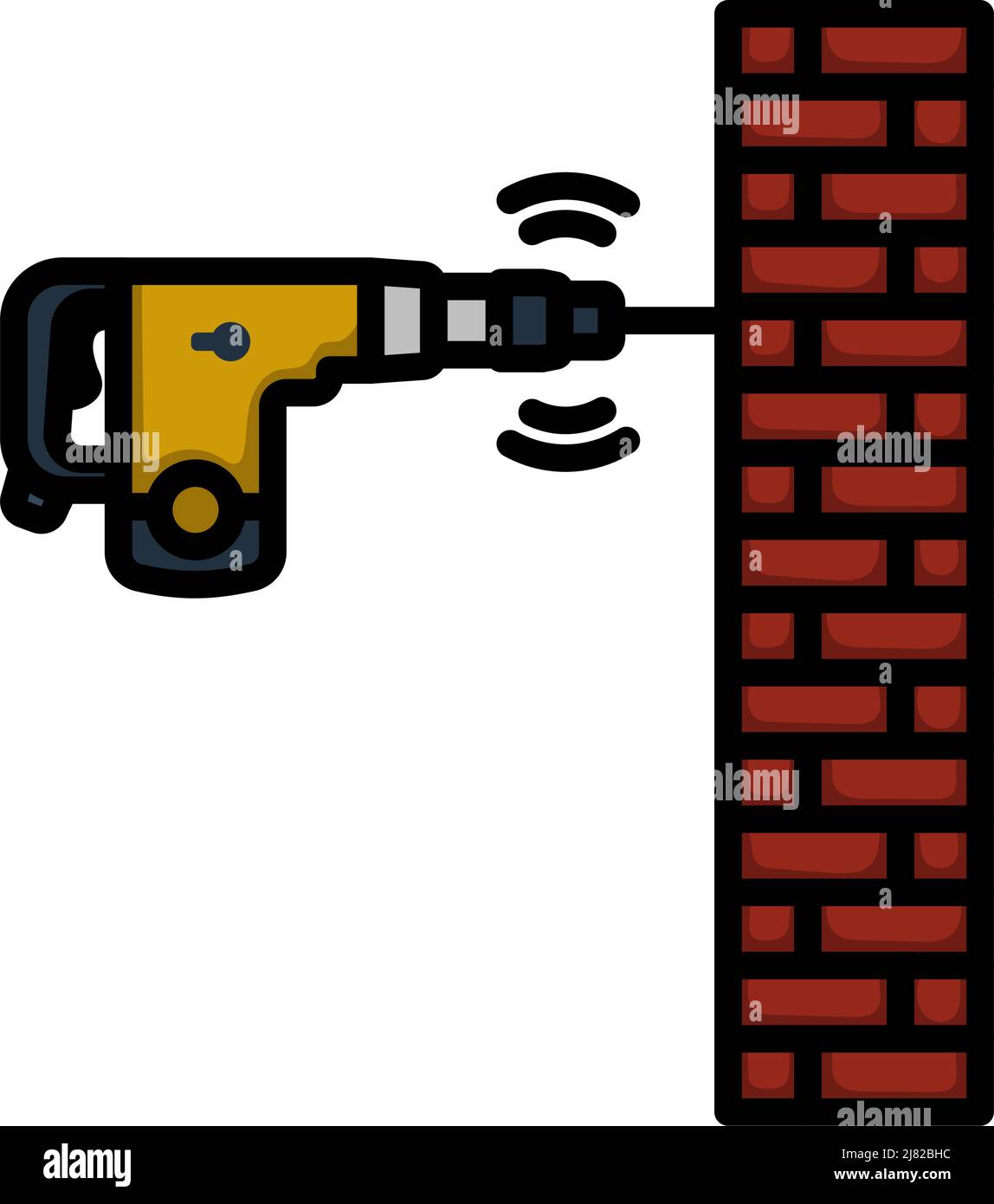 Icon Of Perforator Drilling Wall. Editable Bold Outline With Color Fill ...