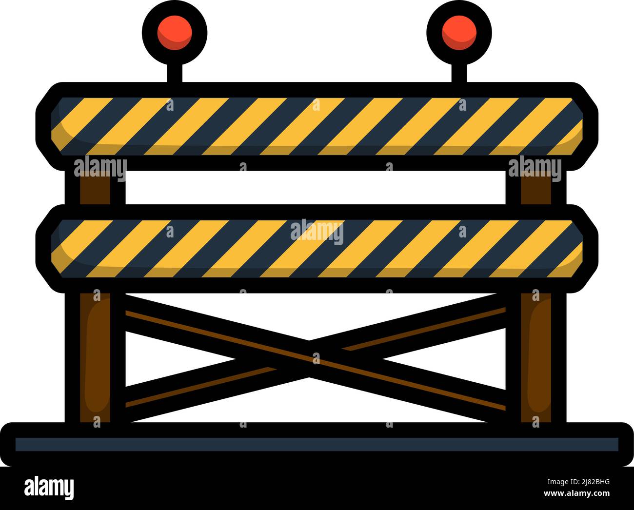 Icon Of Construction Fence. Editable Bold Outline With Color Fill ...