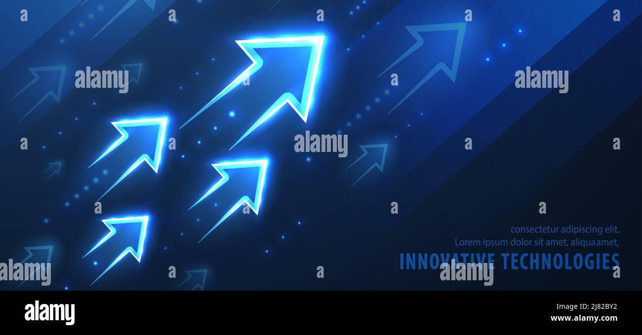 Up arrows on deep blue background space with one big arrow Stock Vector ...