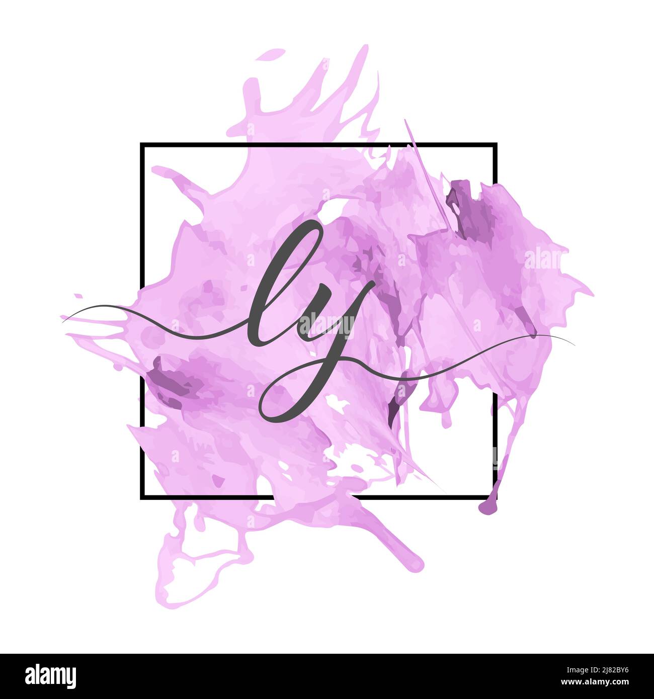 Calligraphic lowercase letters L and Y are written in a solid line on a ...