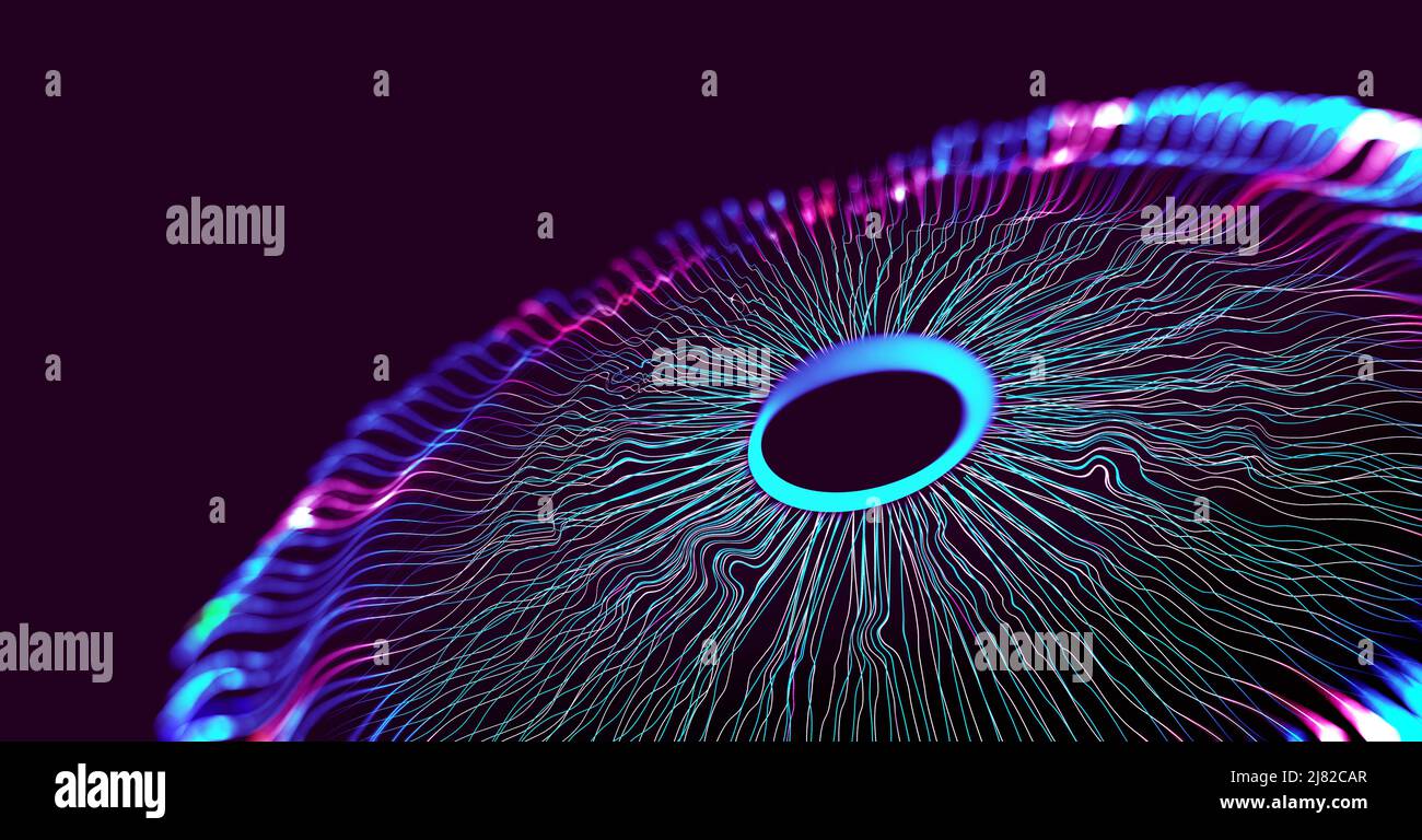 Abstract 3D illustration. Technology big data background concept. Wave ...