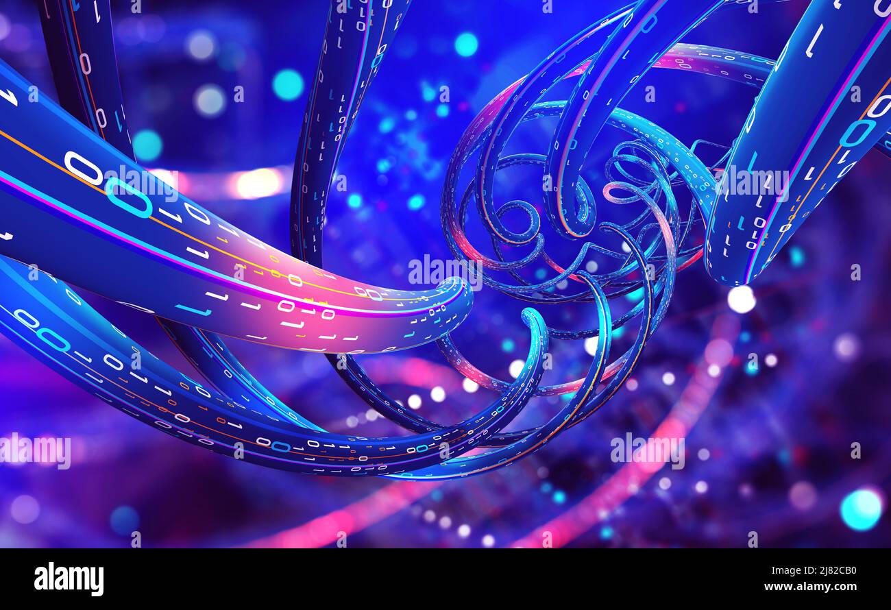 Digital cyber network technology 3D illustration. Global database ...