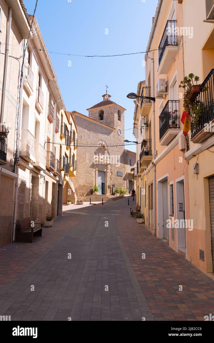 Busot Spain street view of buildings in village tourist attraction near ...