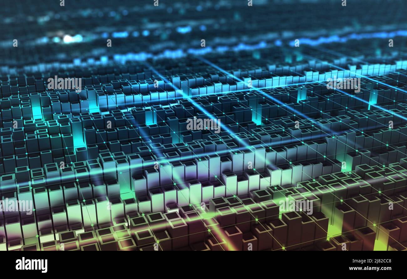 Virtual world, quantum processor. Digital technology in global ...