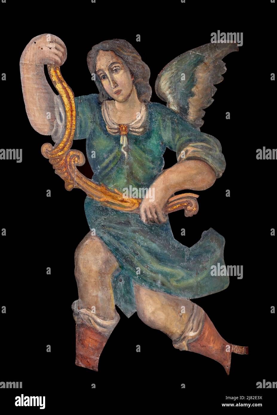 Angelo - olio su cartone ritagliato - pittore bresciano del XVIII sec ...