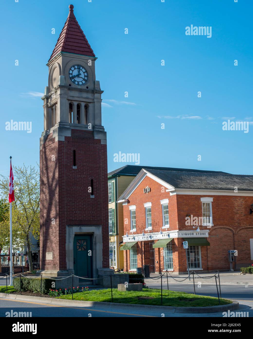 A vertical image of the Memorial Clock Tower Cenotaph downtown Niagara ...
