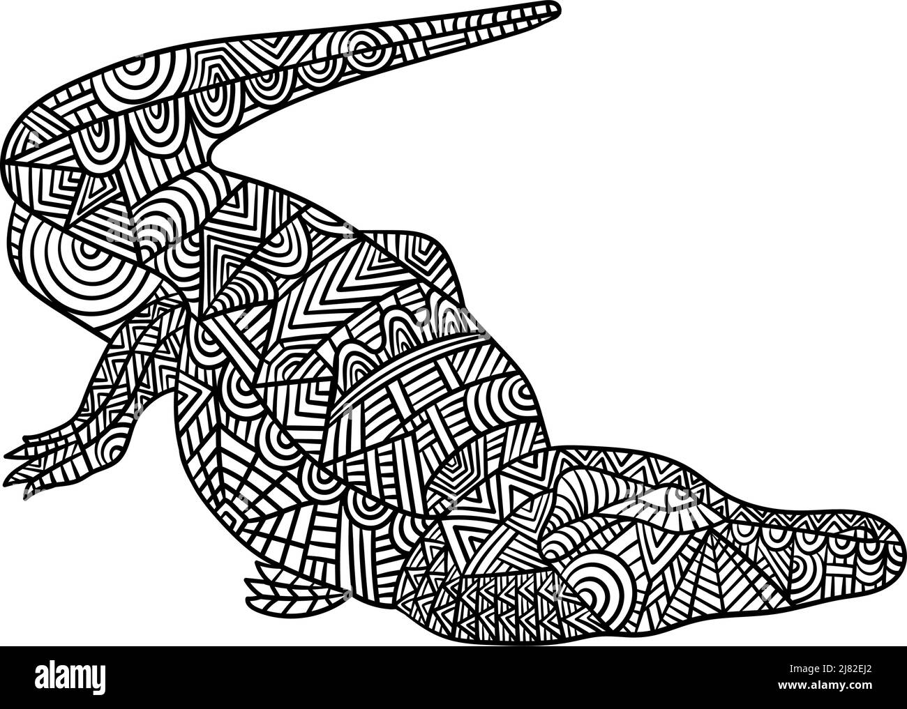 Crocodile Mandala Coloring Pages for Adults Stock Vector Image & Art ...
