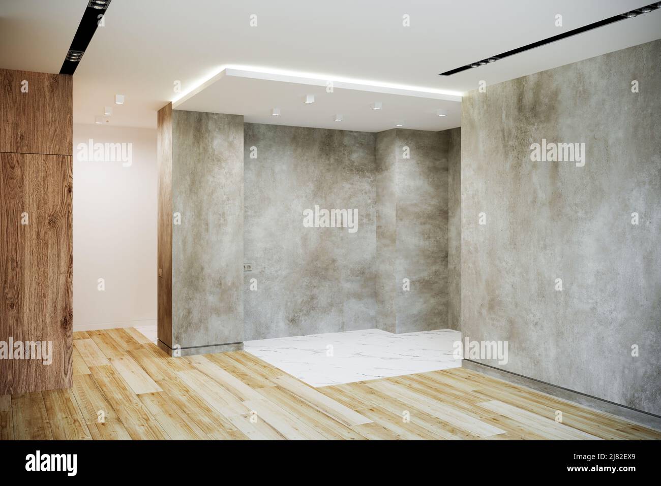 Moving house, apartment interior. 3D rendering imege Stock Photo - Alamy