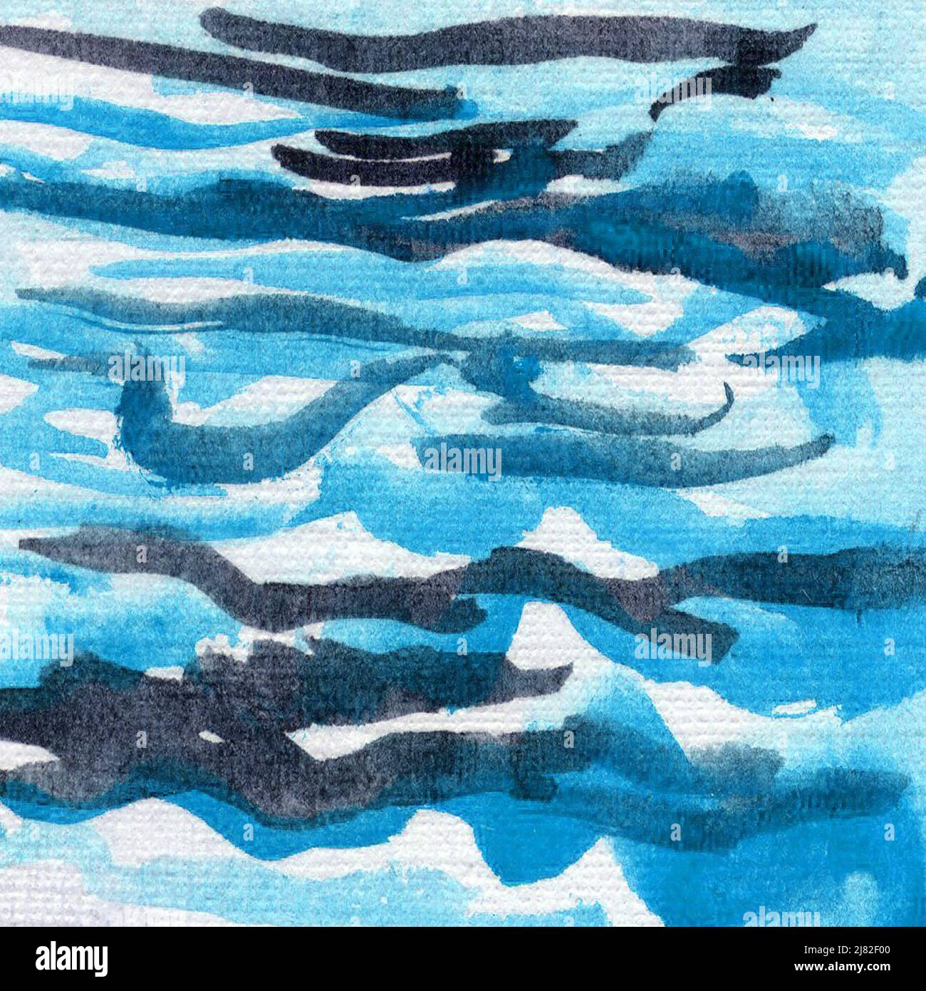 Blue watercolor background with brush strokes, streaks, underlining ...