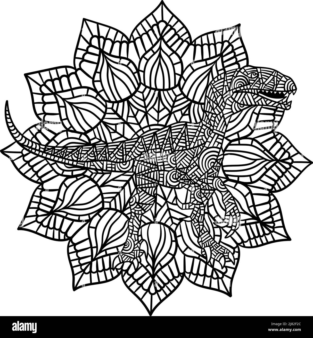 Velociraptor Mandala Coloring Pages for Adults Stock Vector Image & Art ...