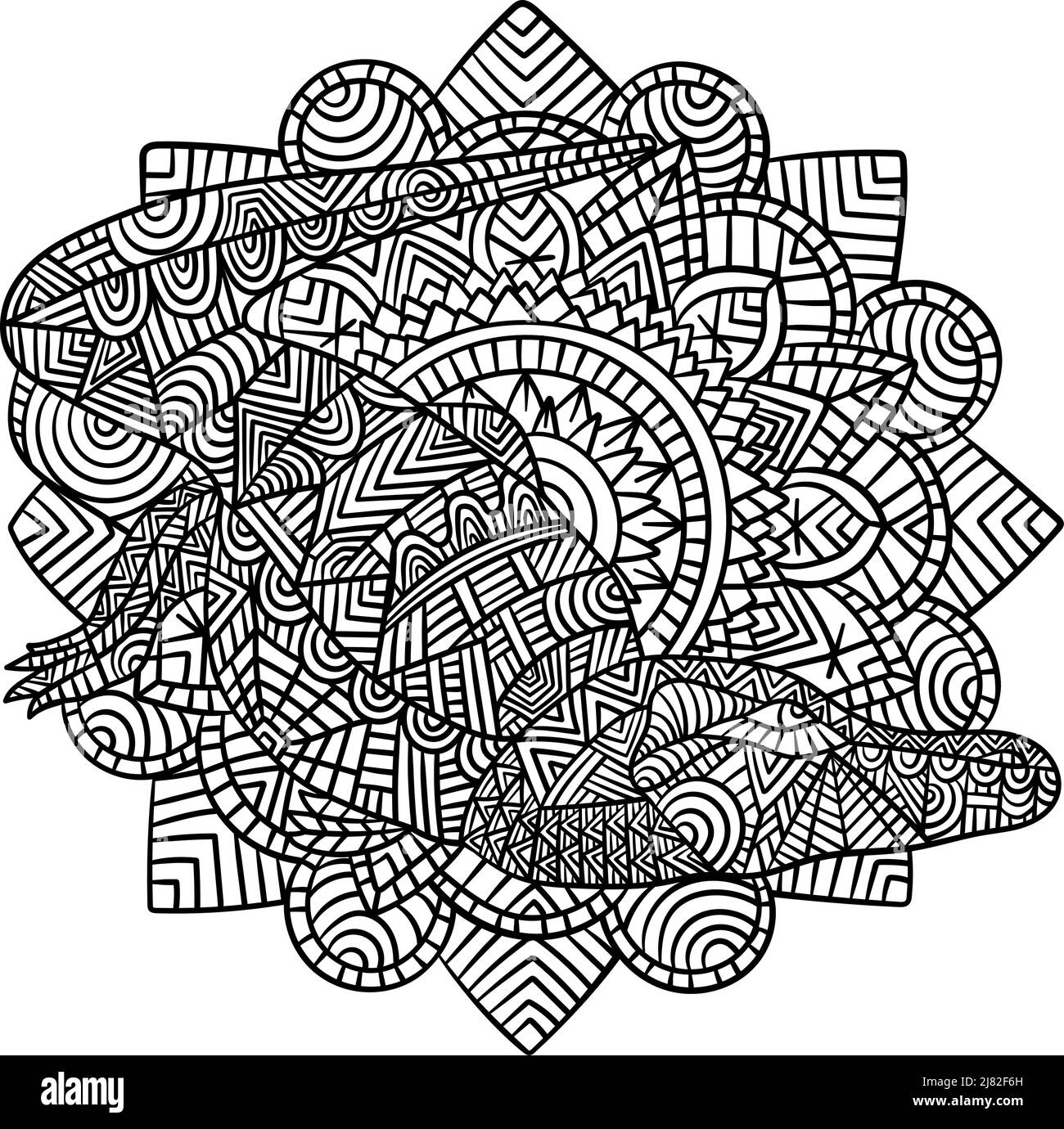 Crocodile Mandala Coloring Pages for Adults Stock Vector Image & Art ...
