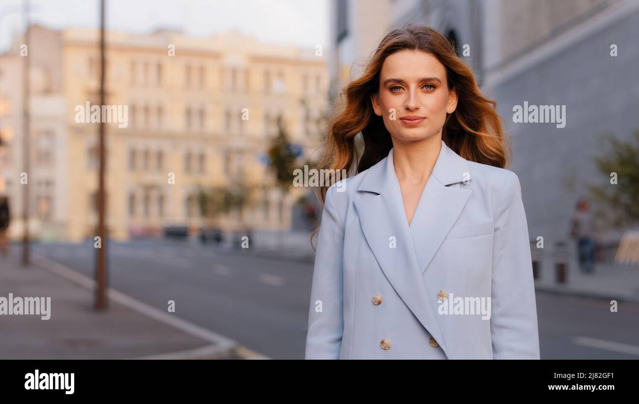 Portrait beautiful successful young adult business woman caucasian ...