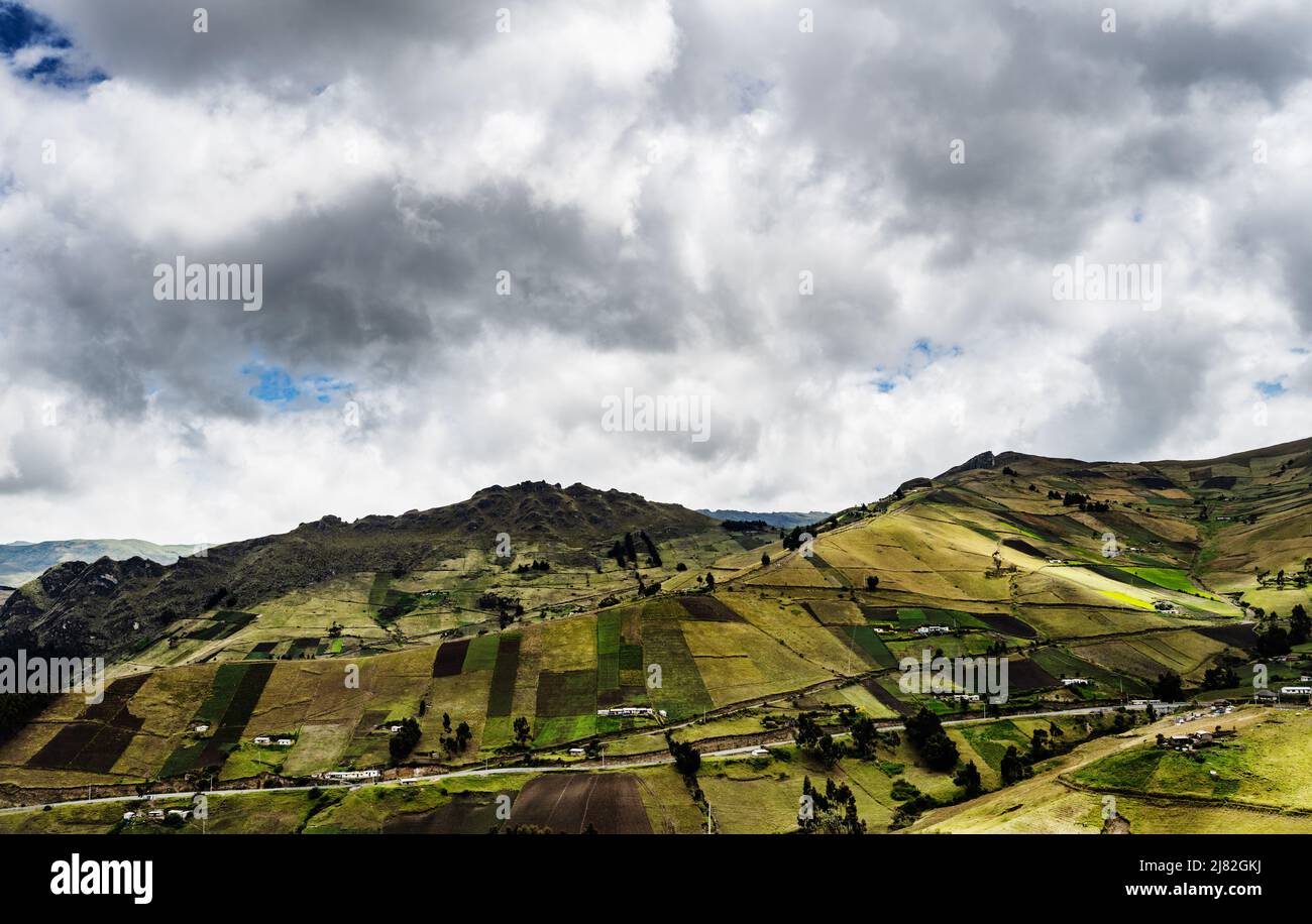 Farmland in the Andes Mountains, Quito, Ecuador, South America Stock ...