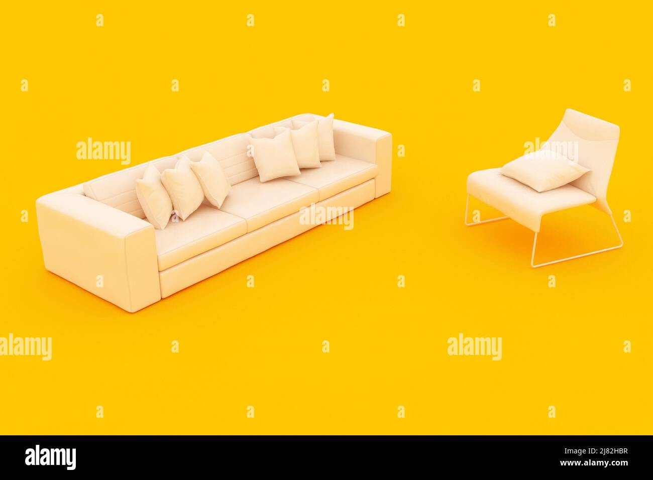 Yellow background, solid color style interior scene with light colored ...