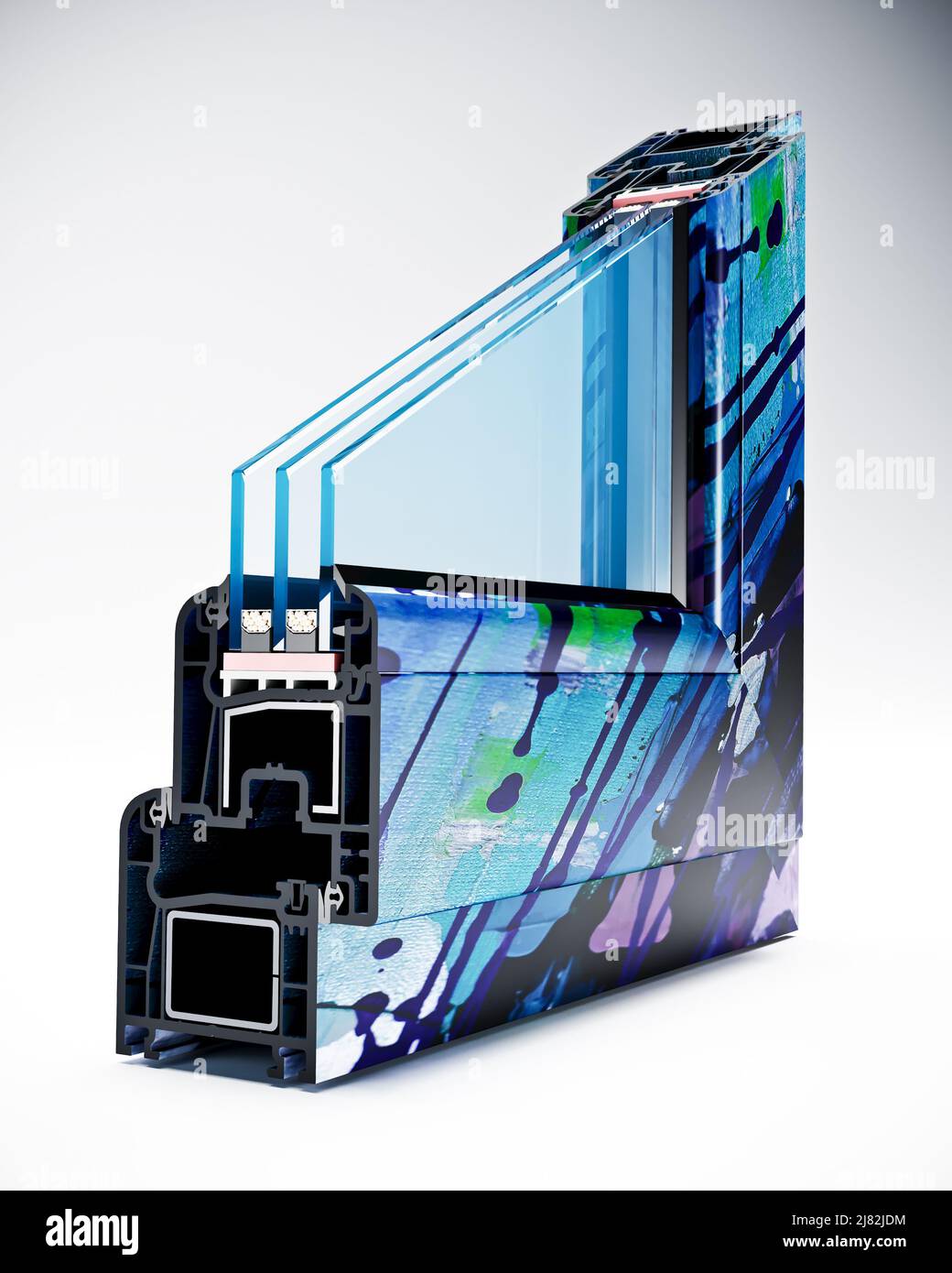 Incision Pvc profile window with triple glazing Stock Photo - Alamy